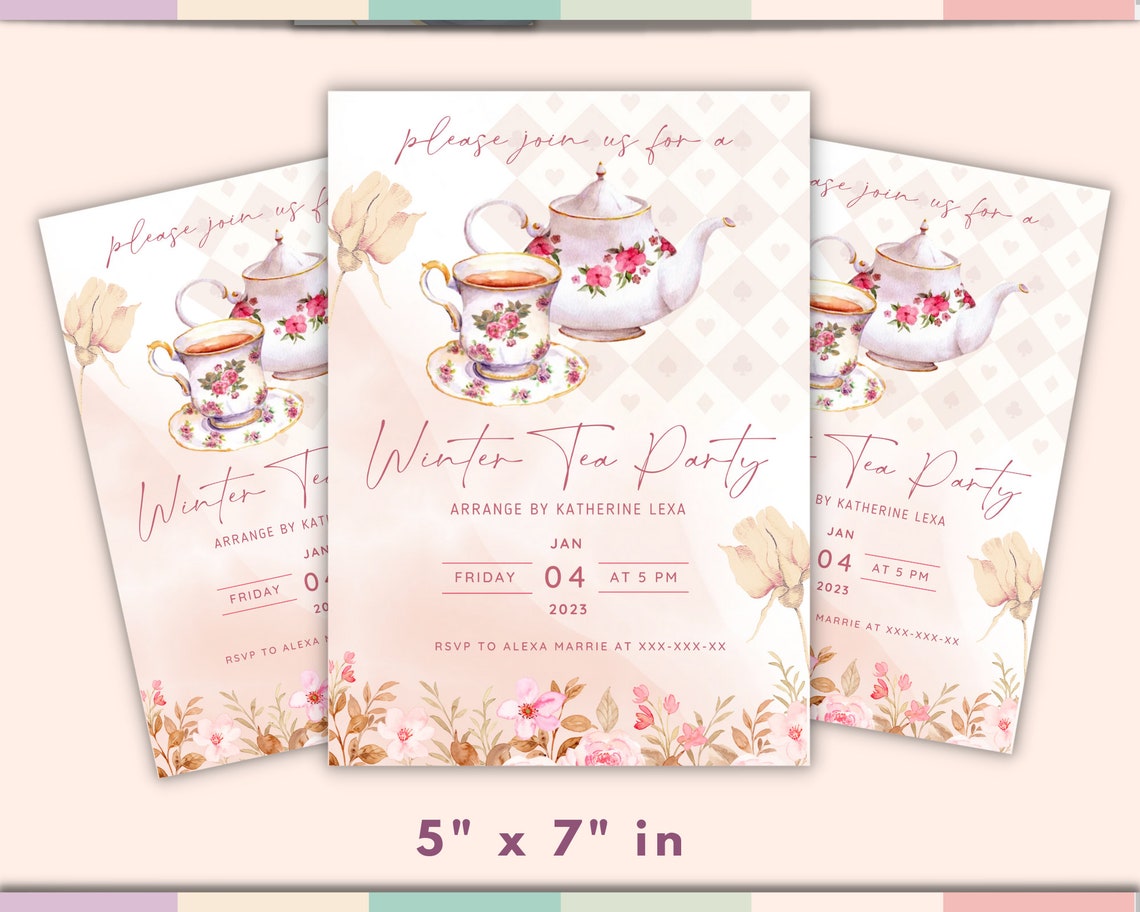Editable Minimalist Tea Party Invitation Template, High Tea Invitation ...