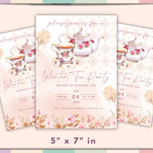 Editable Minimalist Tea Party Invitation Template, High Tea Invitation ...