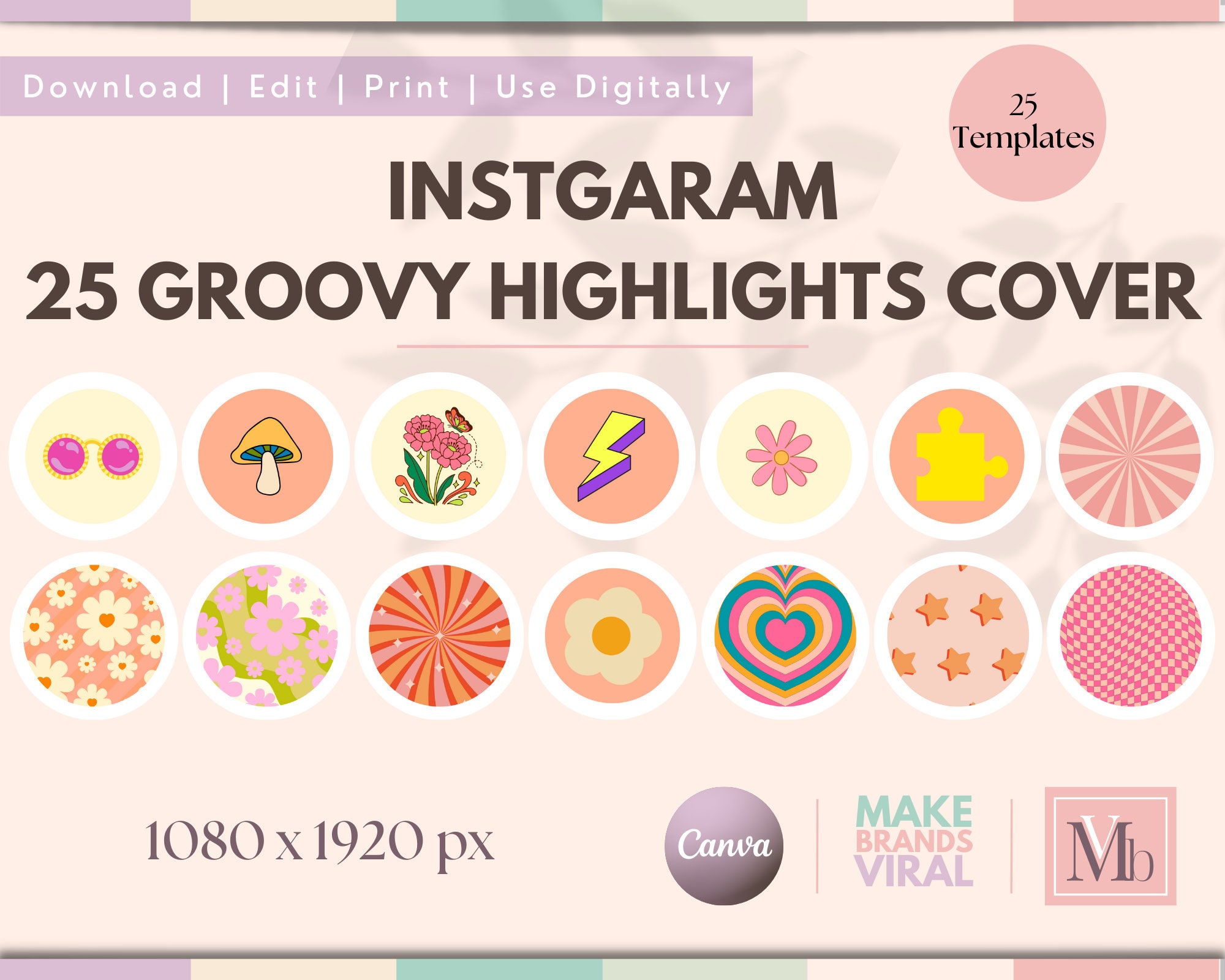25 Groovy Retro Instagram Highlight Covers | Summer Highlight Cover ...