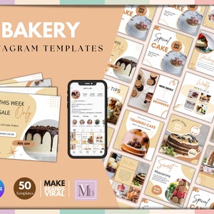 50 Bakery Instagram Template Bundle | Cafe Instagram, Pink Instagram ...