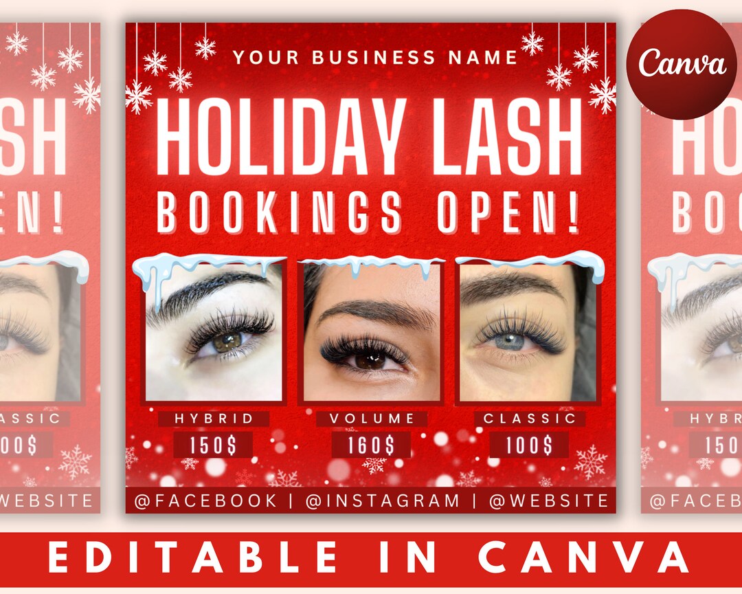 Lash Christmas Flyer, Lash Extension Flyer, Christmas Lash Flyer, Lash ...