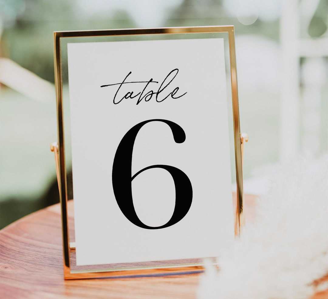 Table Number Sign, Modern and Elegant Table Number, Customizable and ...
