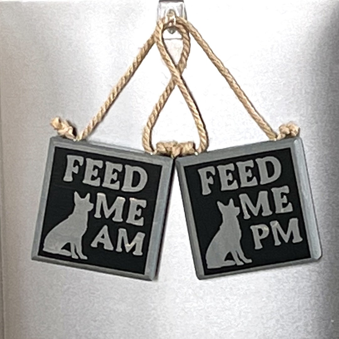 Feed Sign-feed Me Flip It AM&PM Dog-dog Feed Sign-wooden Sign-dog Care ...