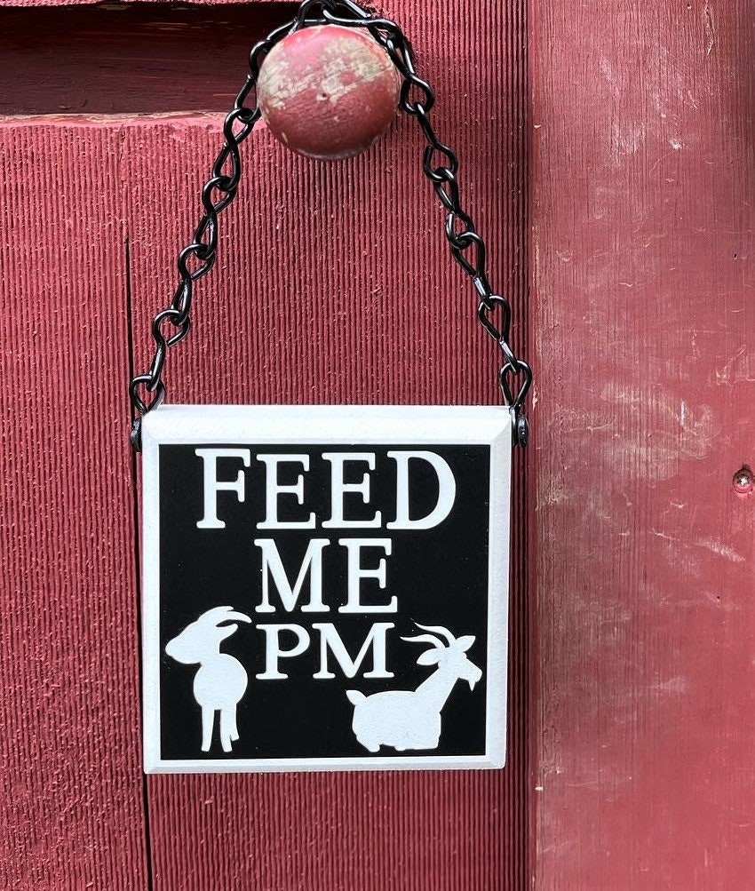 Feed Sign-feed Me Flip It AM&PM Goat-goat Feed Sign-wooden Sign-goat ...