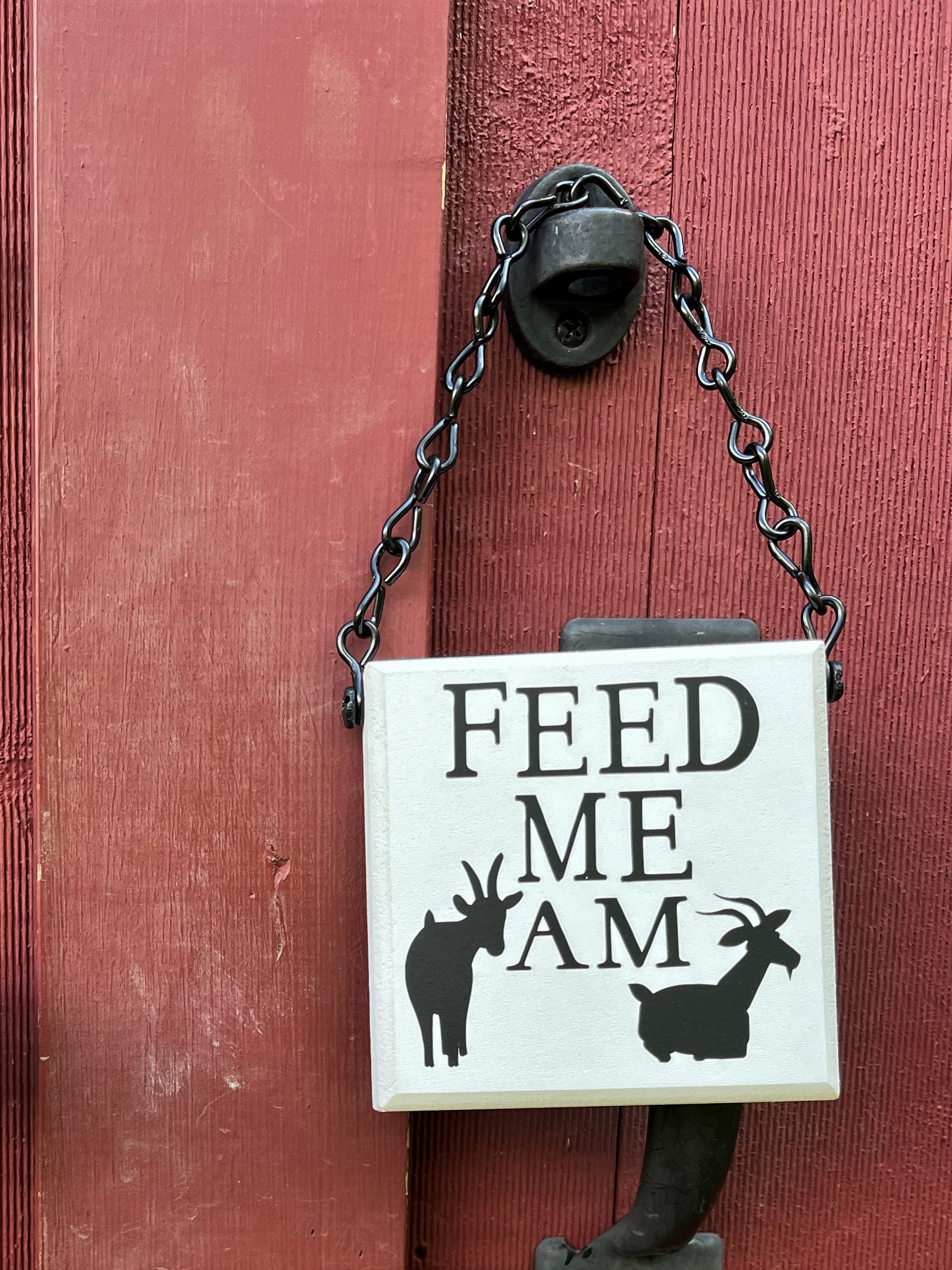 Feed Sign-feed Me Flip It AM&PM Goat-goat Feed Sign-wooden Sign-goat ...