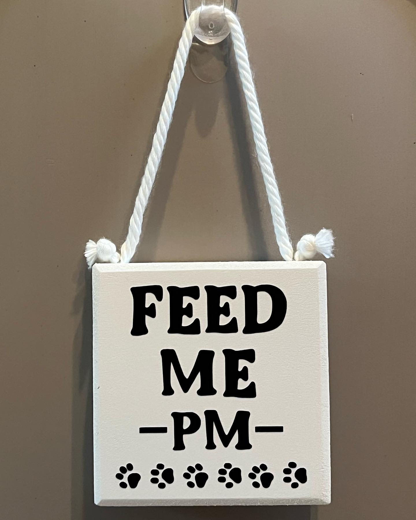 Feed Sign-feed Me Flip It AM&PM Paw Prints-dog Feed Sign-wooden Sign ...
