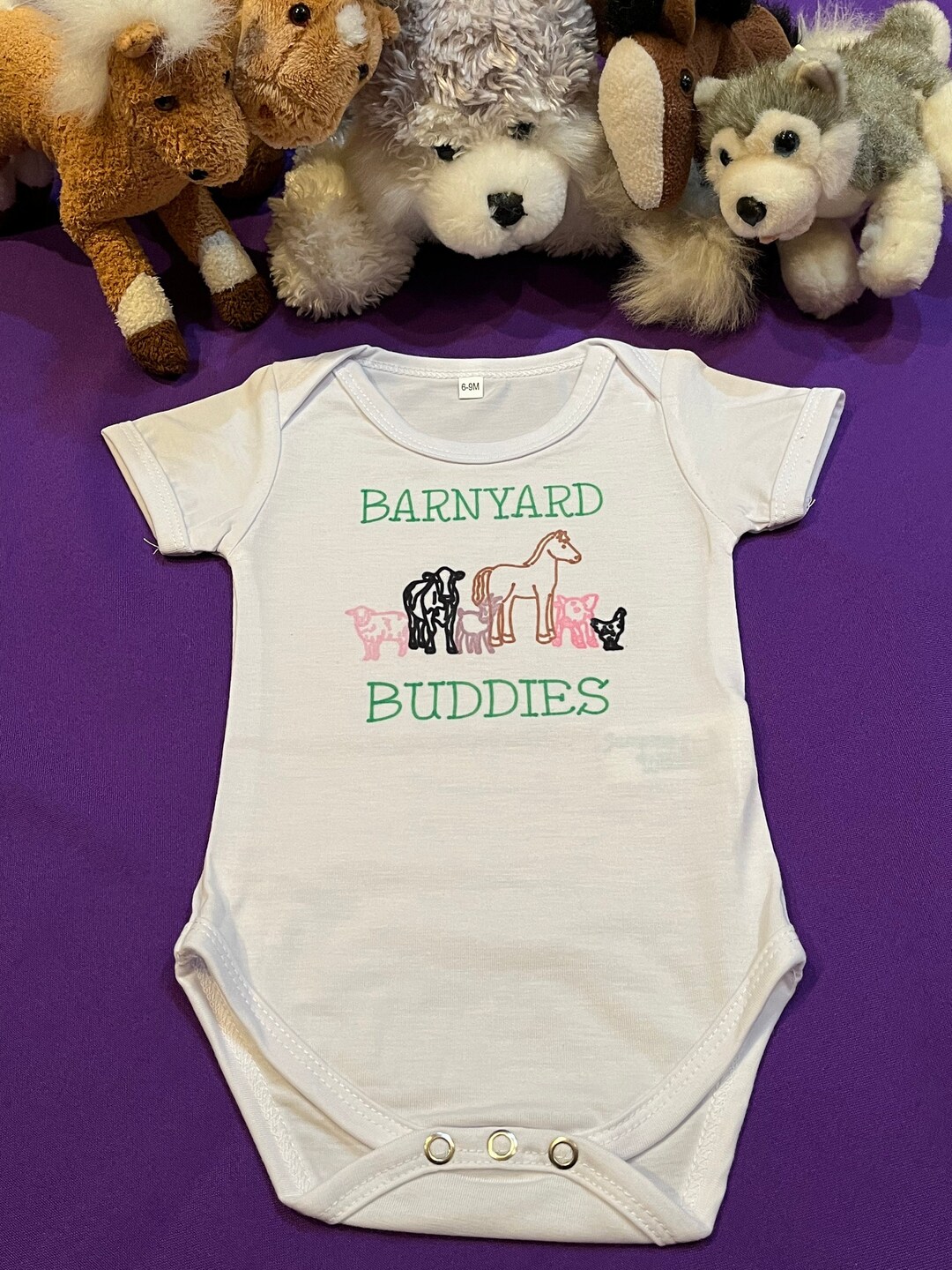 Baby Bodysuit-barnyard Buddies-one Piece-farm Animals-unisex Baby ...
