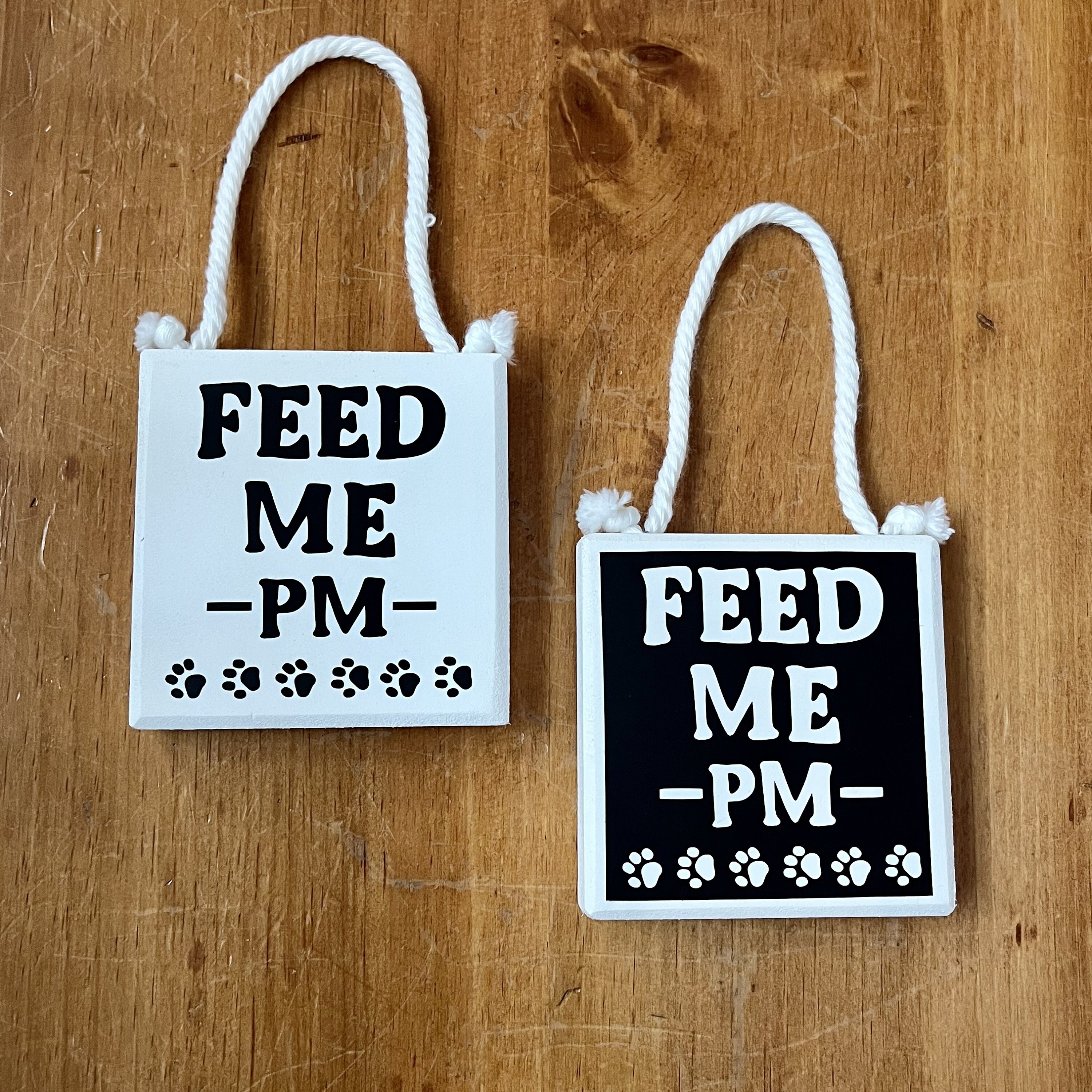 Feed Sign-feed Me Flip It AM&PM Paw Prints-dog Feed Sign-wooden Sign ...