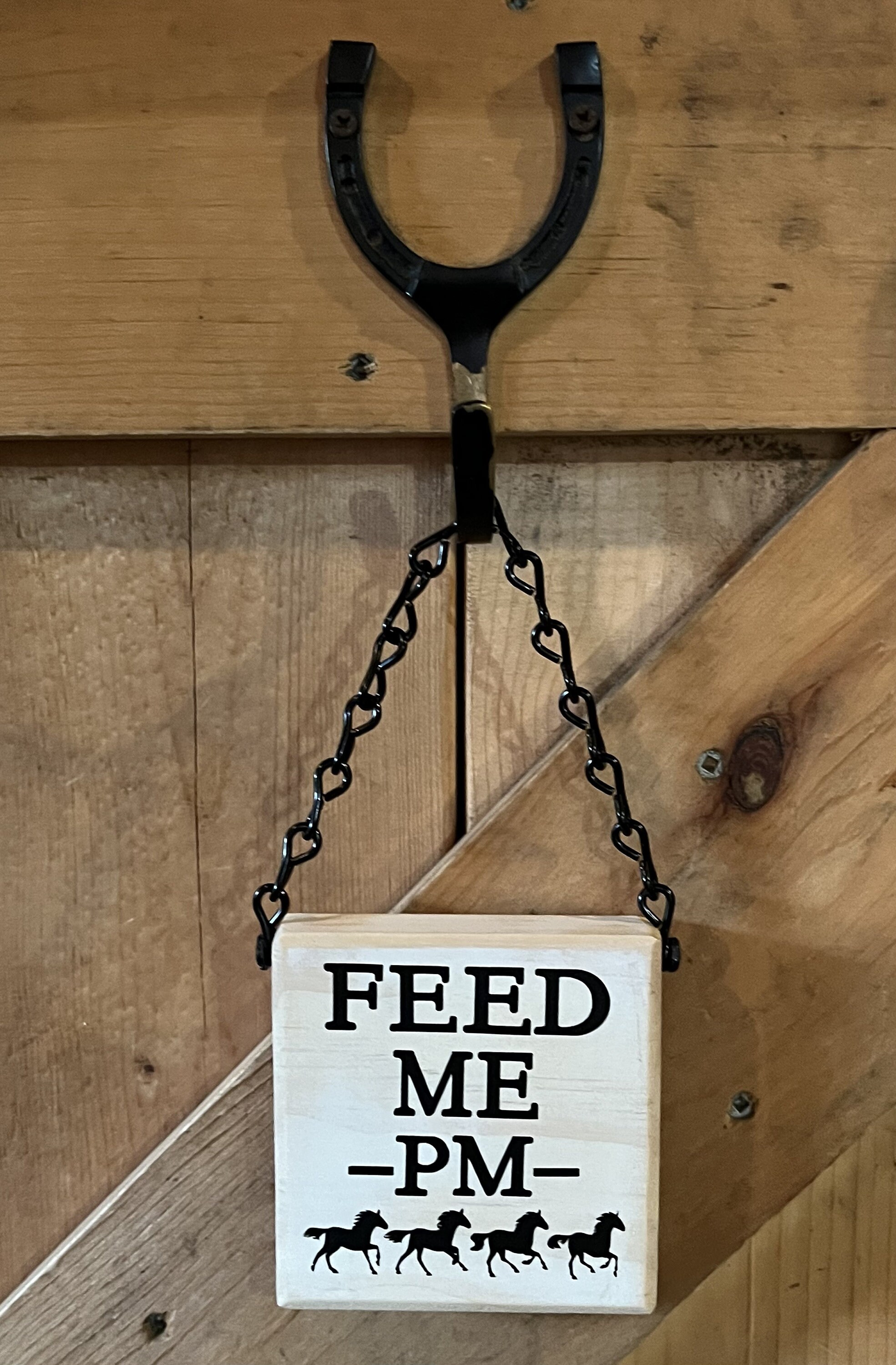 Feed Sign-feed Me Flip It AM&PM Running Horses-horse Feed Sign-wooden ...