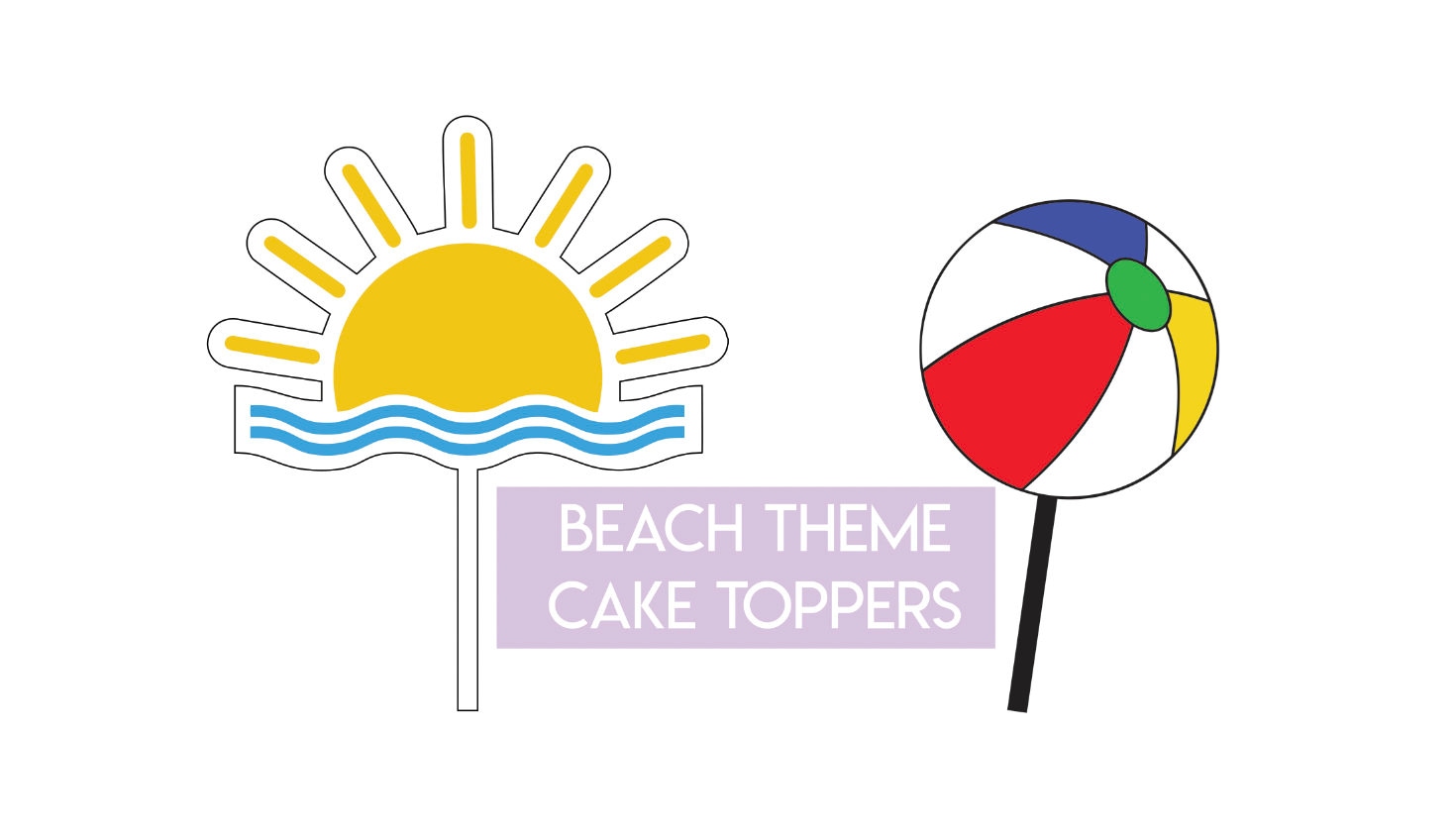 Summer Beach Theme Cake Toppers - Beach Ball + Sunset - Create Fun Cake ...