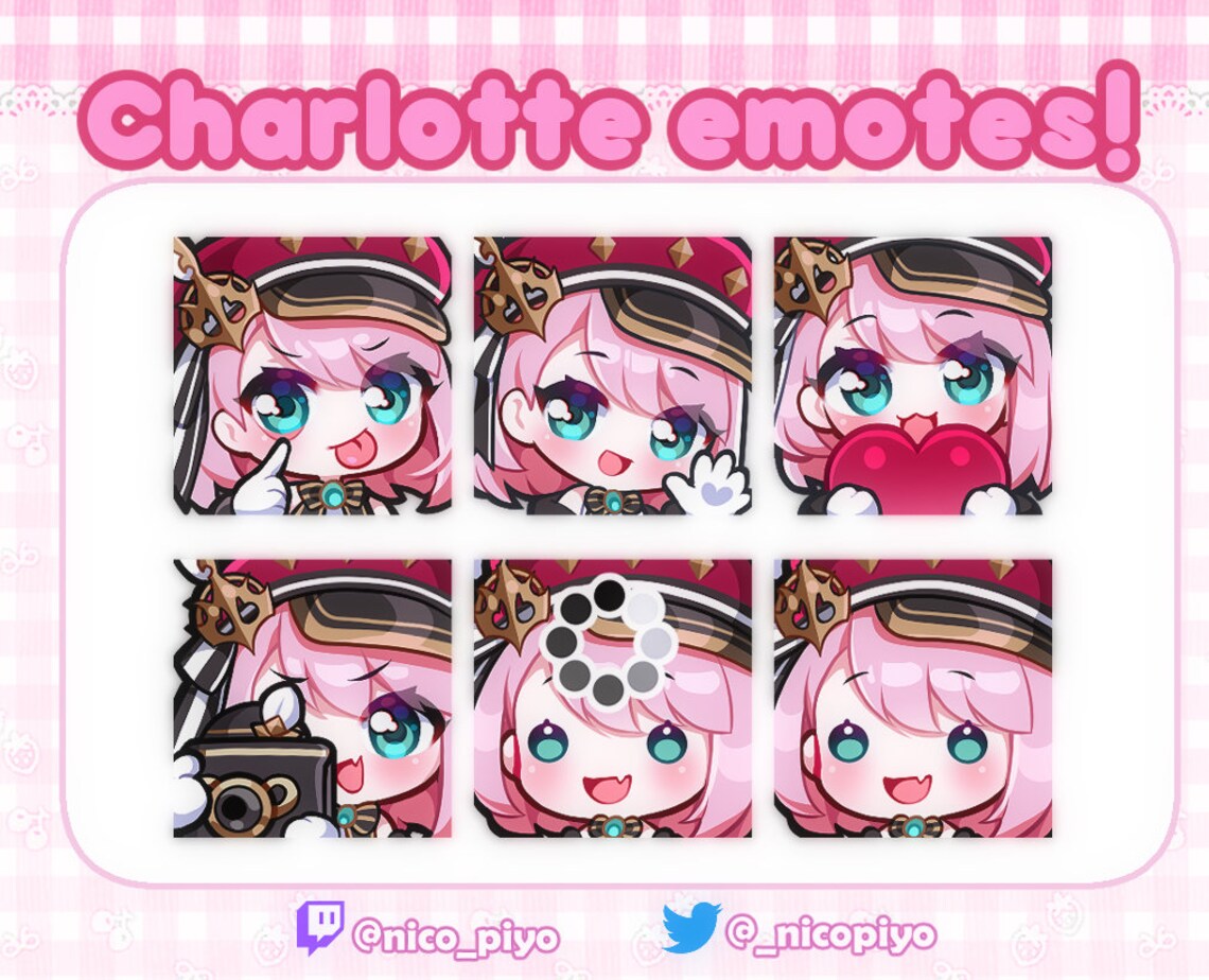 Genshin Impact Charlotte Emotes for Twitch and Discord - Etsy