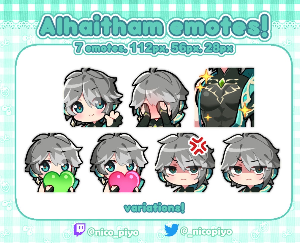 Genshin Impact Alhaitham Emotes for Twitch and Discord - Etsy
