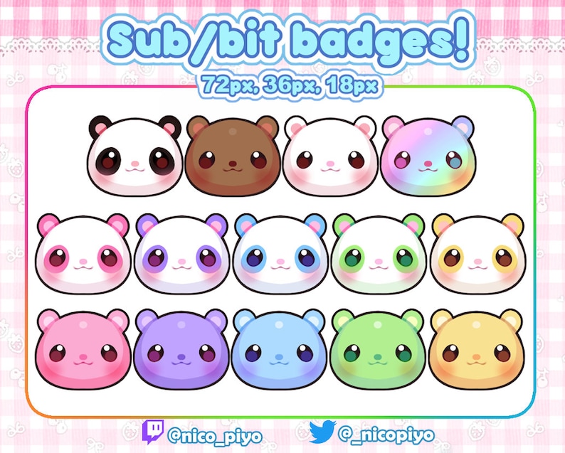 Bear/panda Sub Badges for Twitch - Etsy
