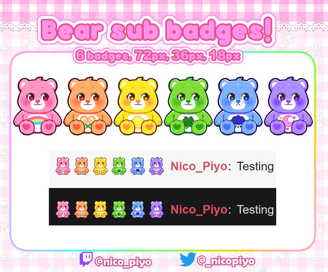 Care Bear Sub/bit Badges for Twitch, Discord, Youtube - Etsy