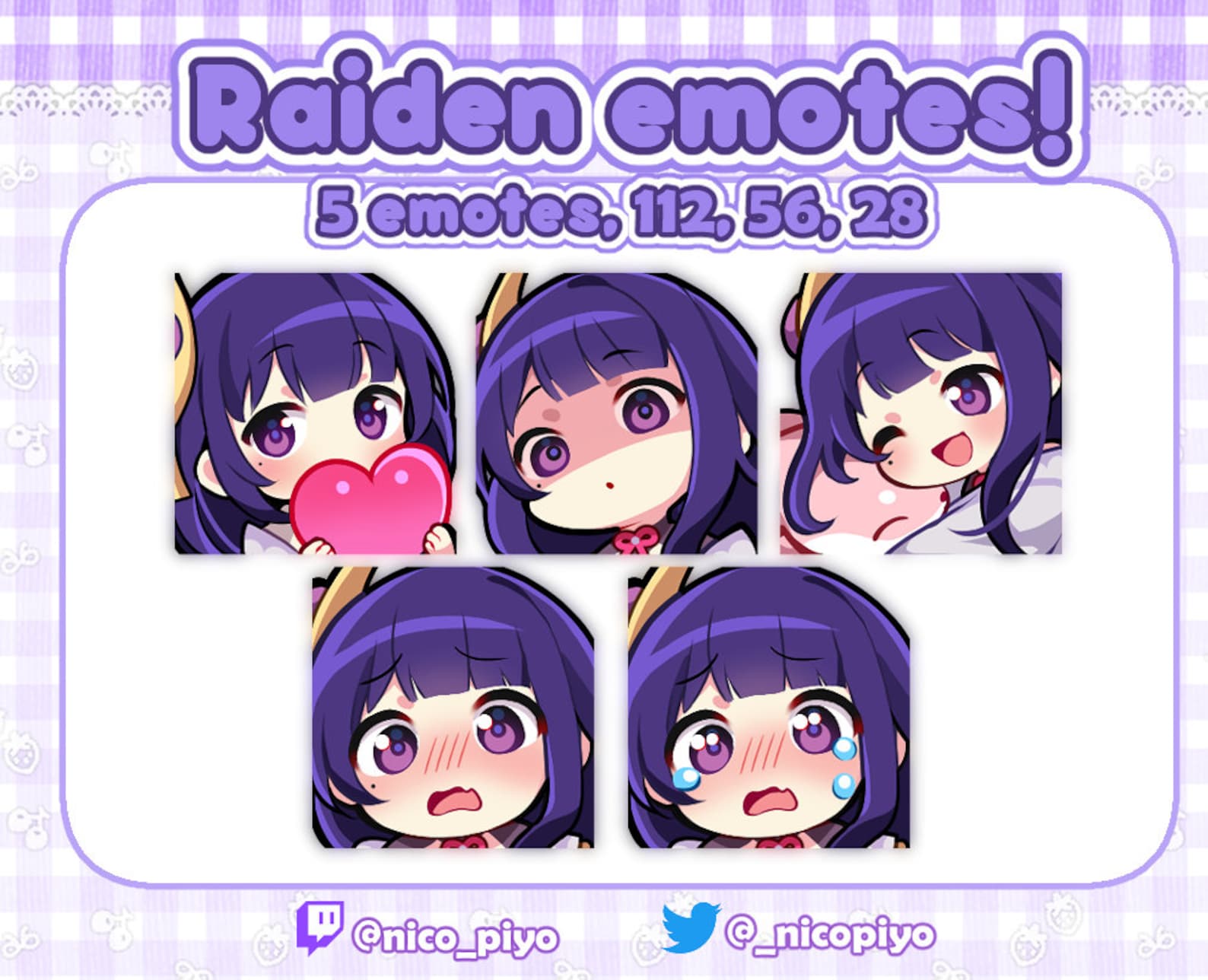Genshin Impact Raiden Shogun Emotes for Twitch and Discord - Etsy