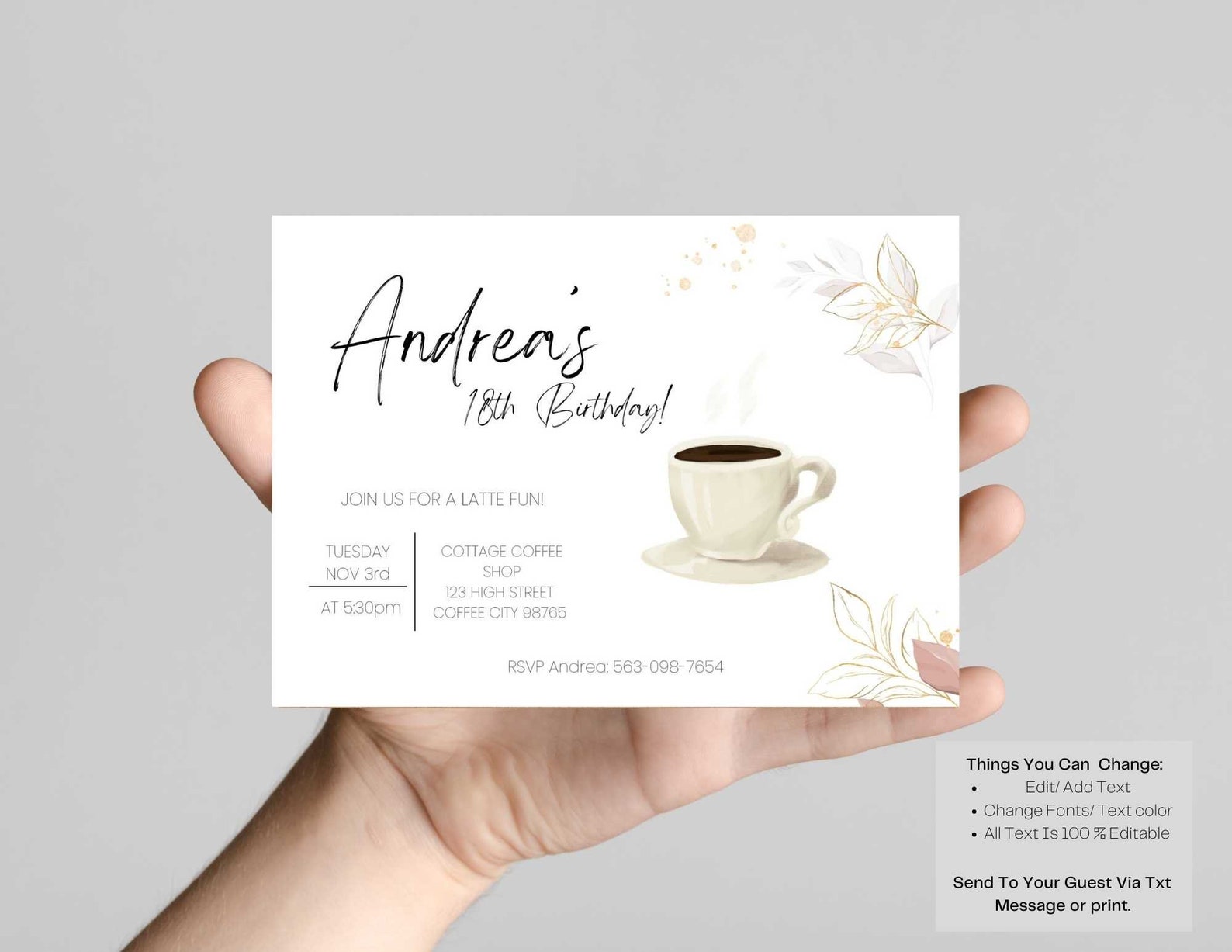 Coffee Invitation Coffee Invite Latte Invitation Editable Etsy
