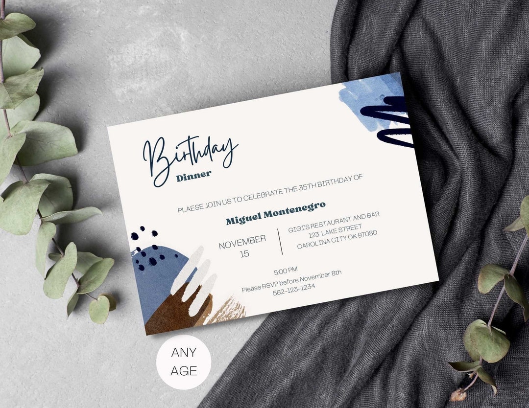 Men Birthday Invitation 35th Birthday Invitation Men's - Etsy