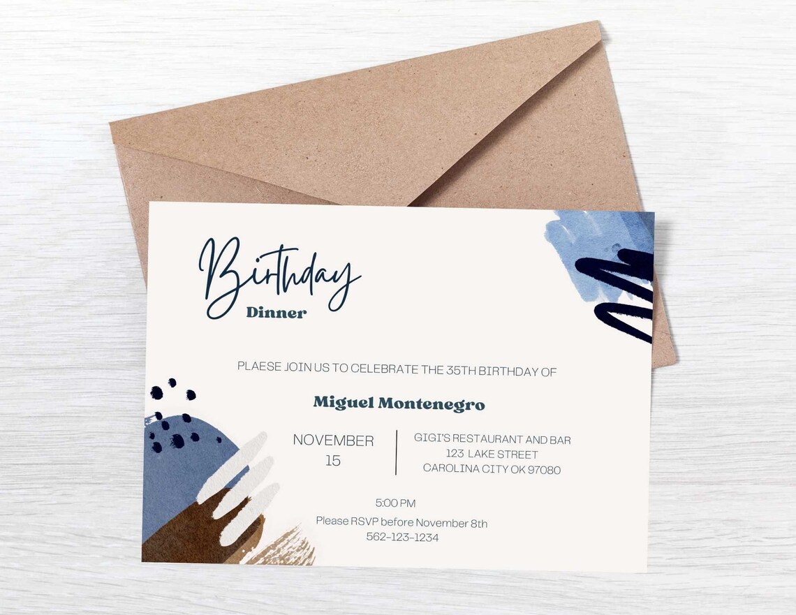 Men Birthday Invitation 35th Birthday Invitation Men's - Etsy