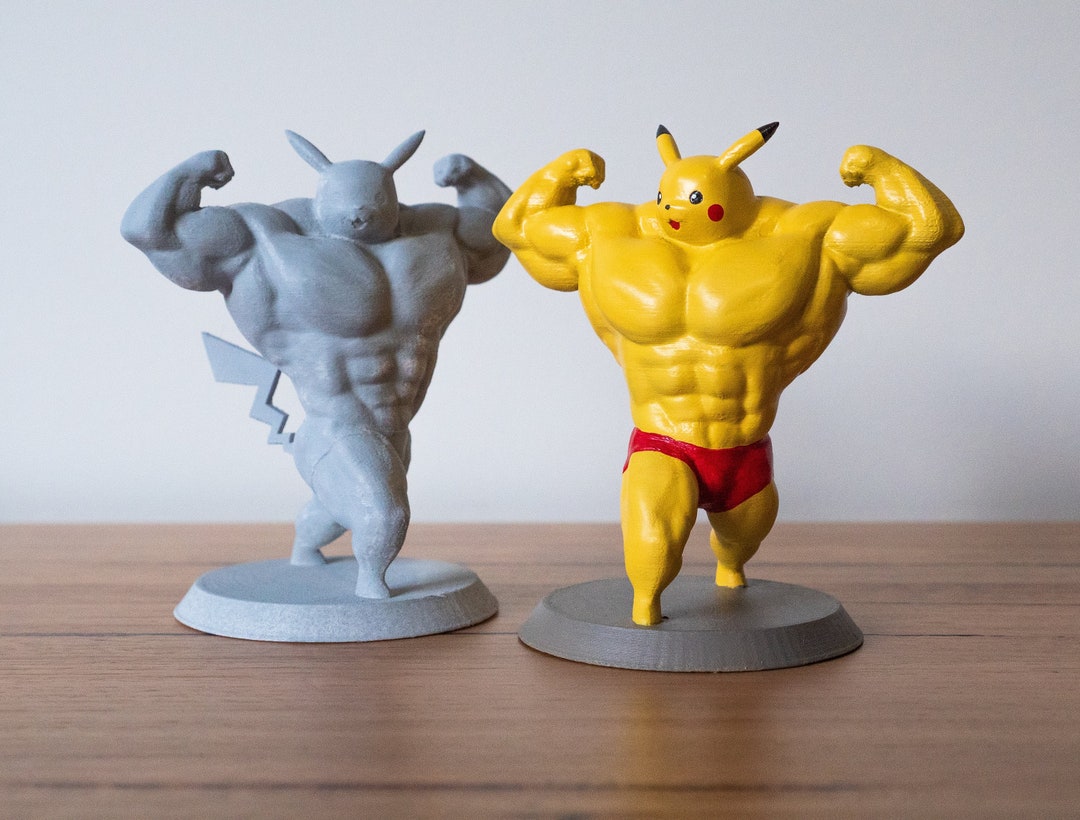 Bodybuilding Pikachu Figure Swole 3D Printed Pokemon painted or Primed ...