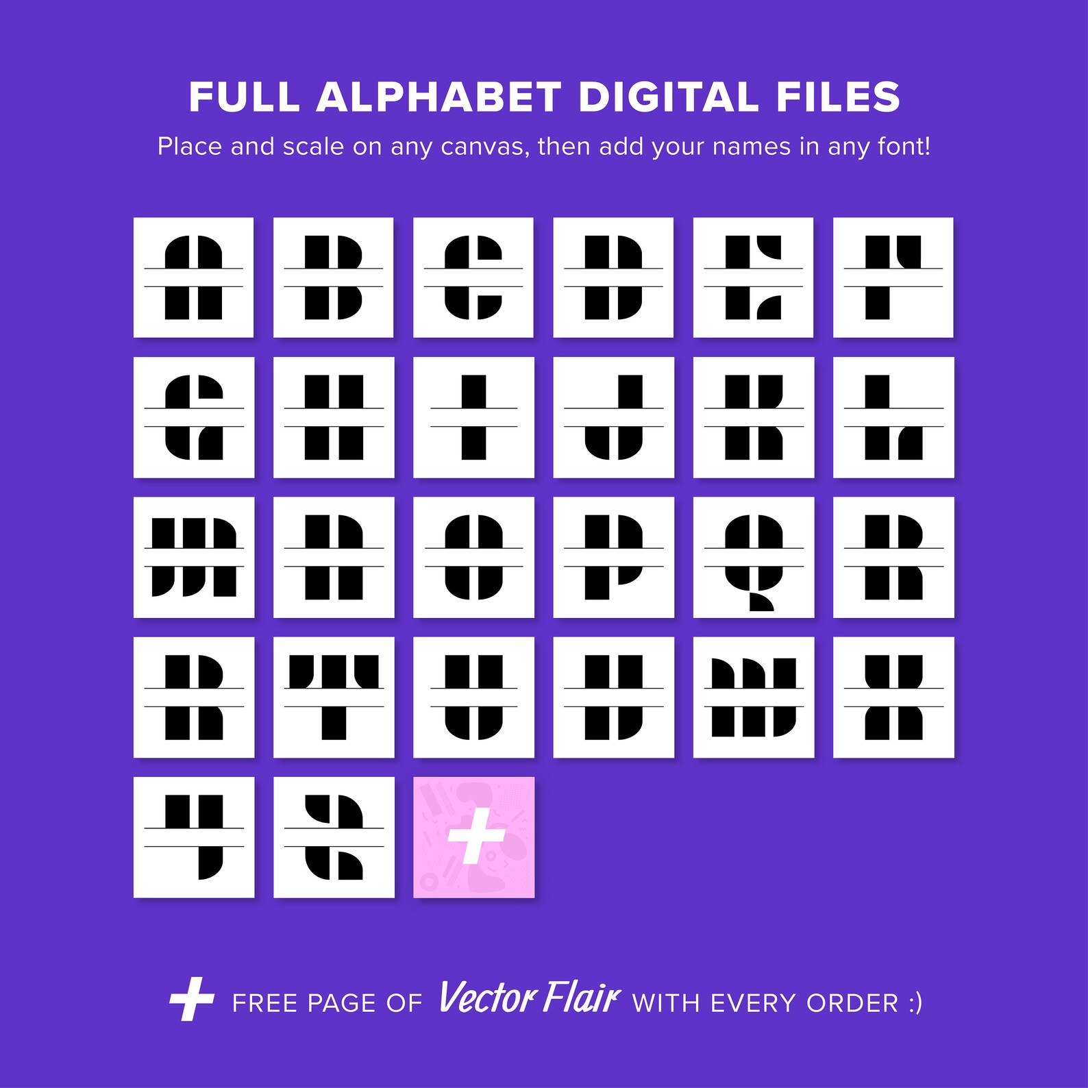 Split Monogram Letters Alphabet A-Z, BONUS FREE FILES, Digital Cricut ...