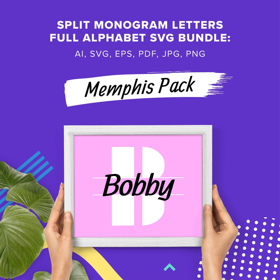Split Monogram Letters Alphabet A-Z, BONUS FREE FILES, Digital Cricut ...