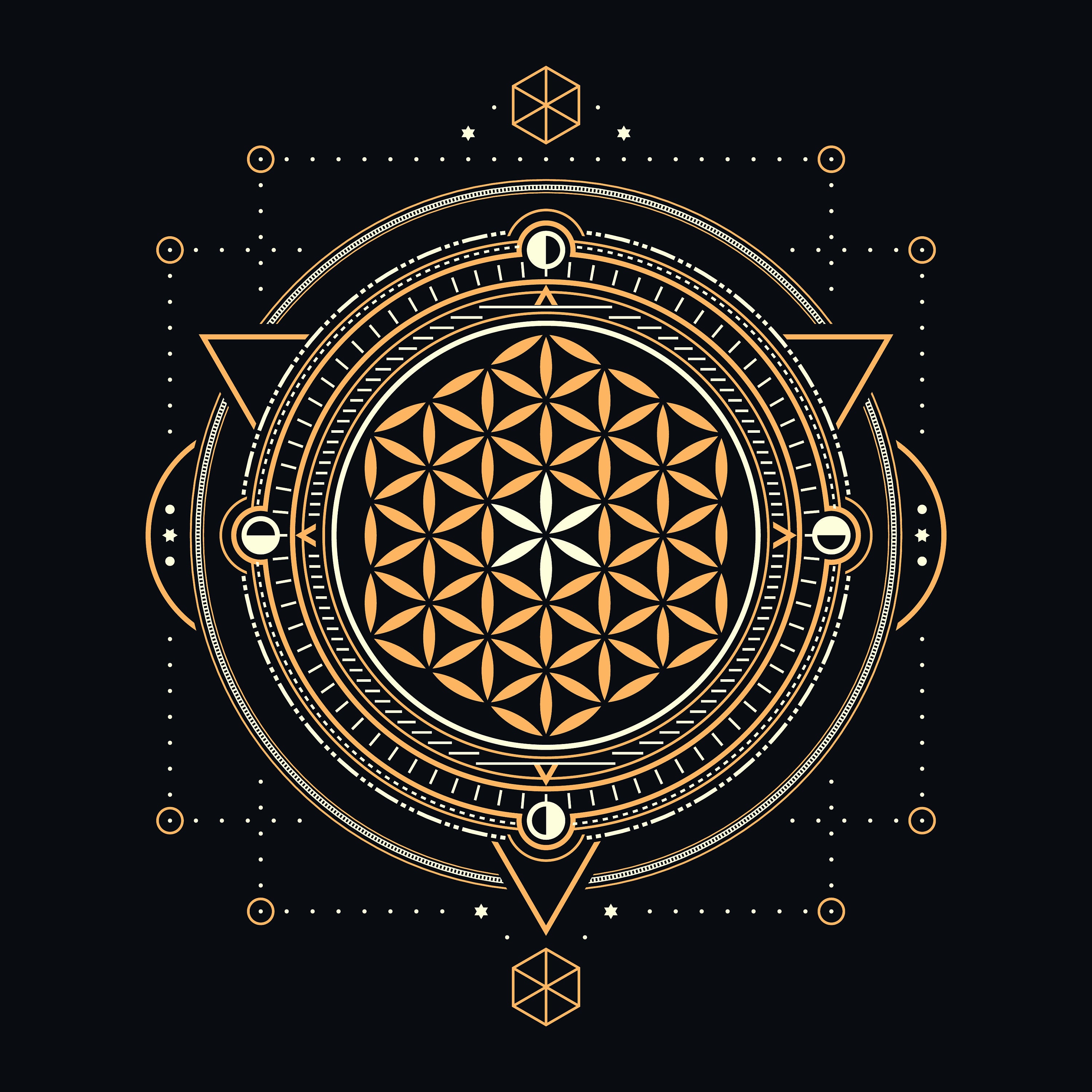 Abstract- Sacred Geometry in Black and Gold - Etsy