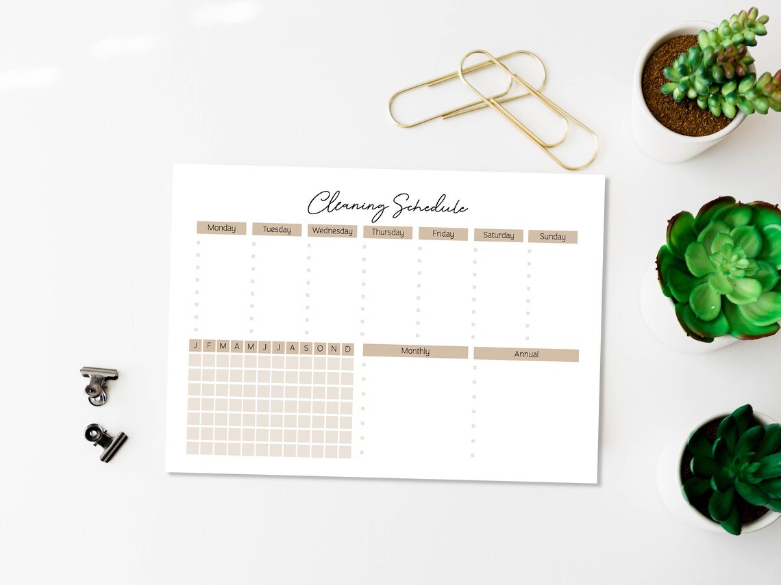 Editable Cleaning Schedule | Printable | Daily, Weekly, Monthly, Yearly ...
