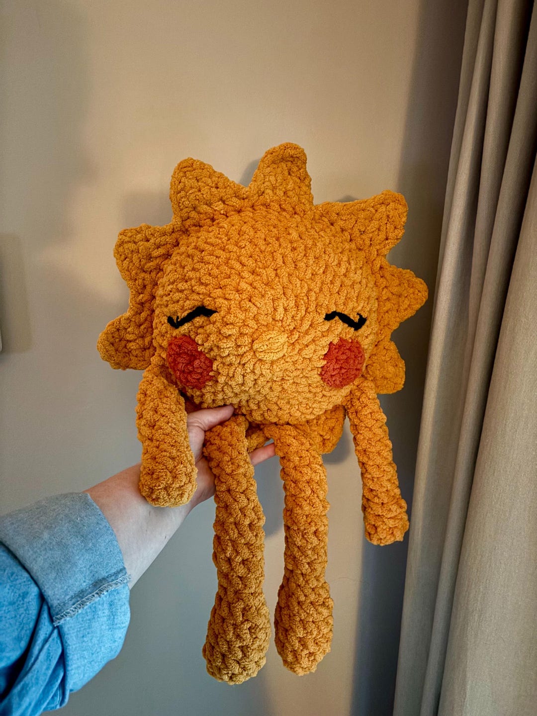 Handmade Crochet Sun Plushie: Chunky Yarn Stuffed Toy - Etsy