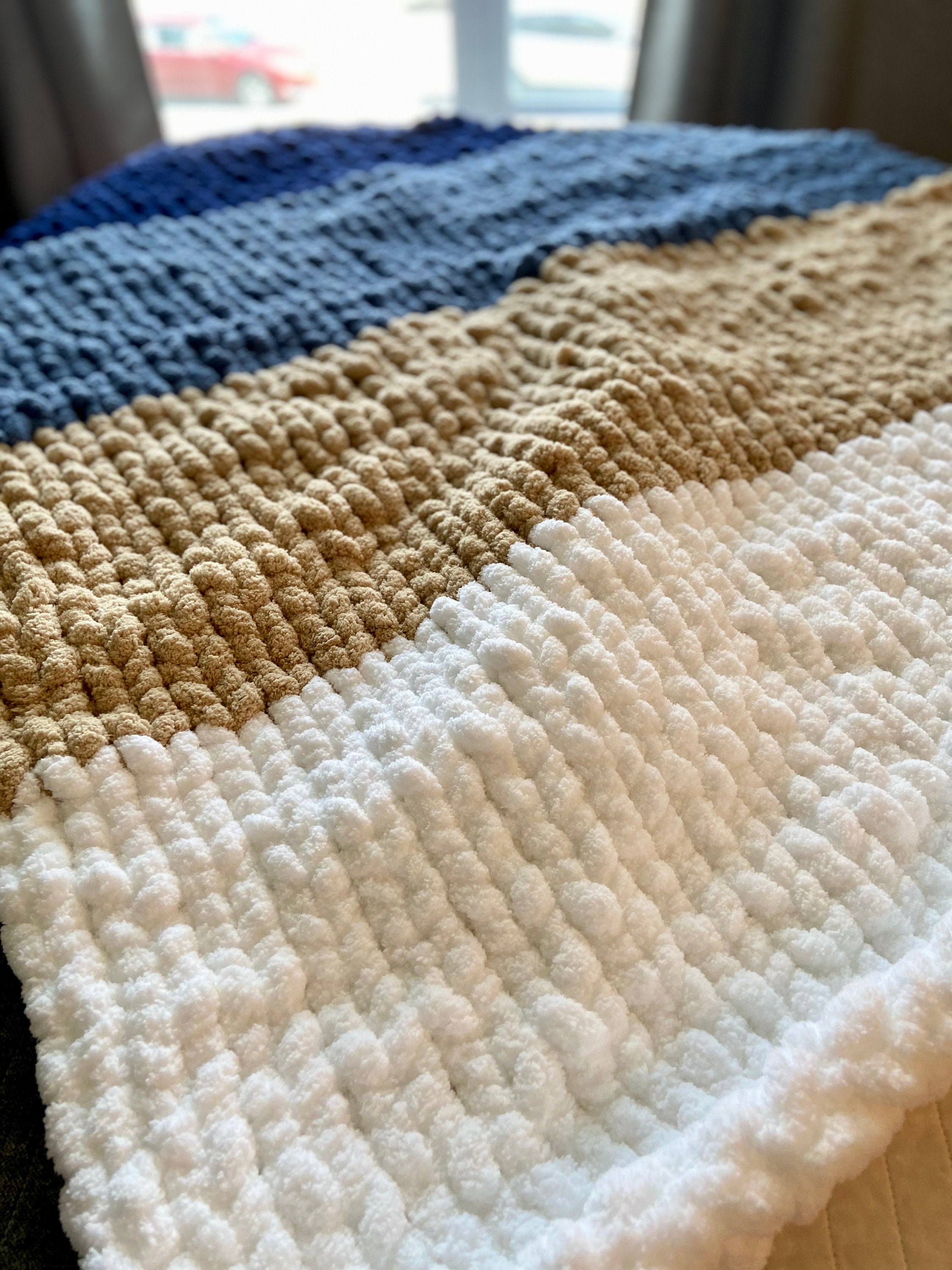 The Great Wave Inspired Chunky Knit Throw Blanket Cozy Home Decor ...