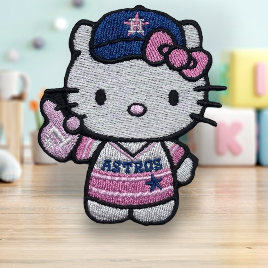 Pink Astros Kitty Embroidery Hat Patch - Baseball Patch - Western Hat ...