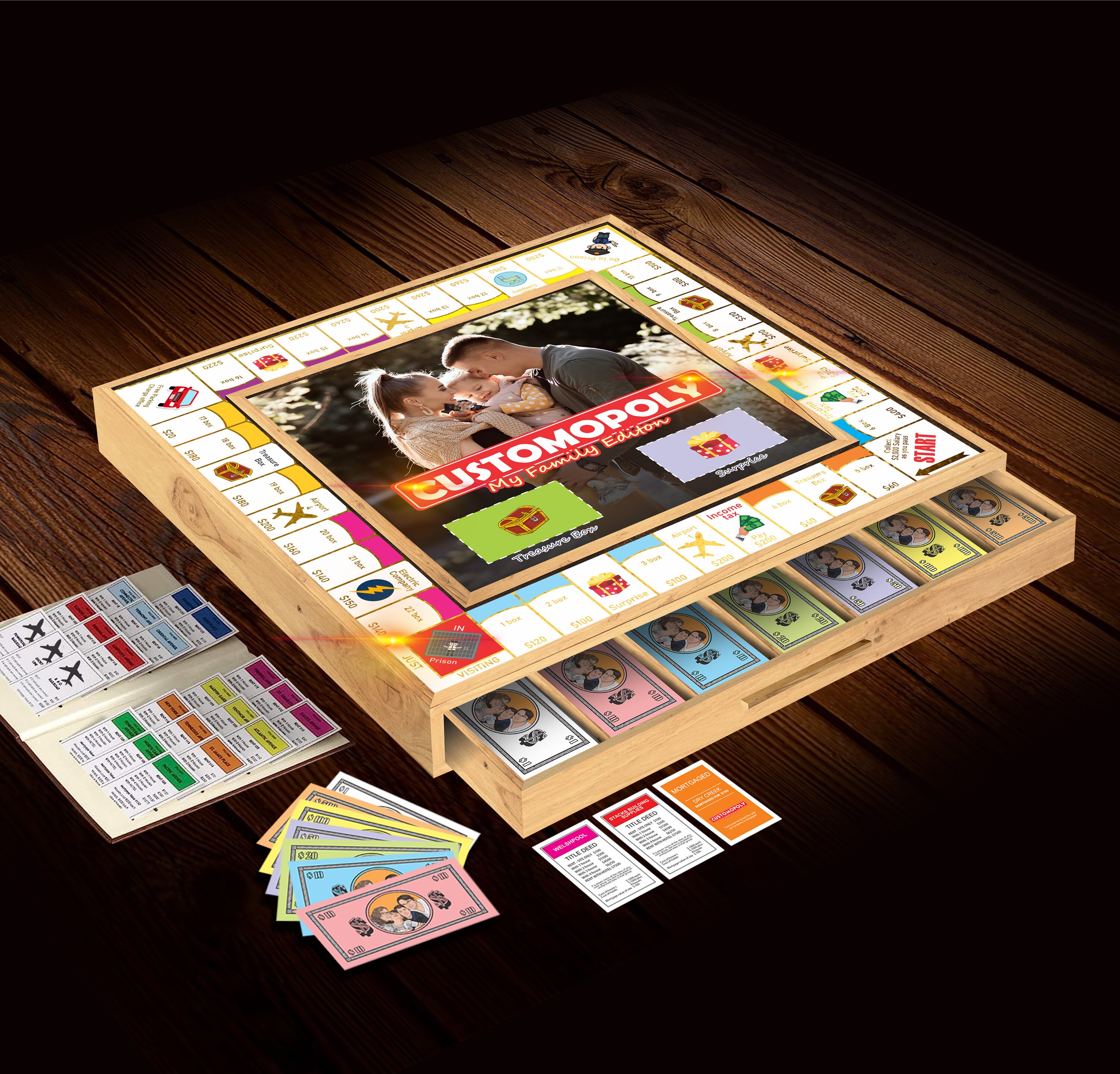 Rustic Wooden Your Opoly Game custom Game Customized Gift - Etsy