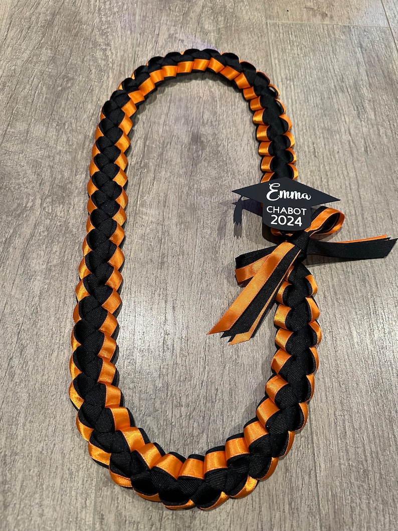 Satin and Grosgrain Lei With Personalized Graduation Cap - Etsy