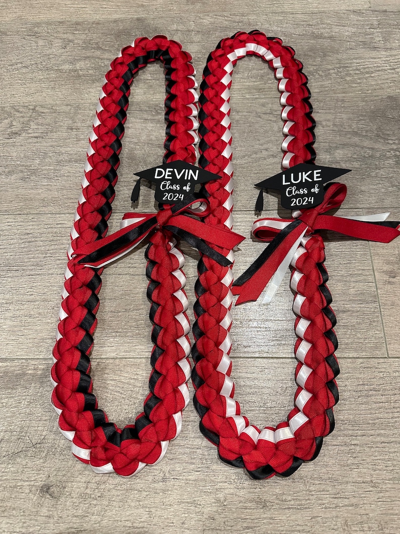 Satin and Grosgrain Lei With Personalized Graduation Cap - Etsy