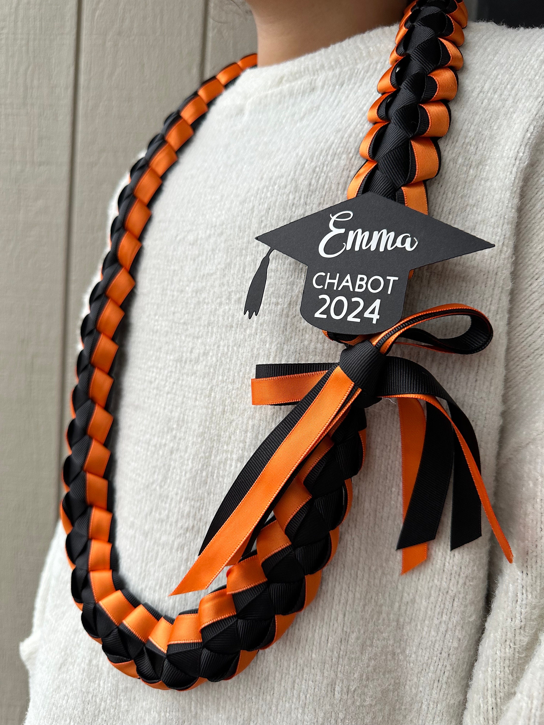 Satin and Grosgrain Lei With Personalized Graduation Cap - Etsy