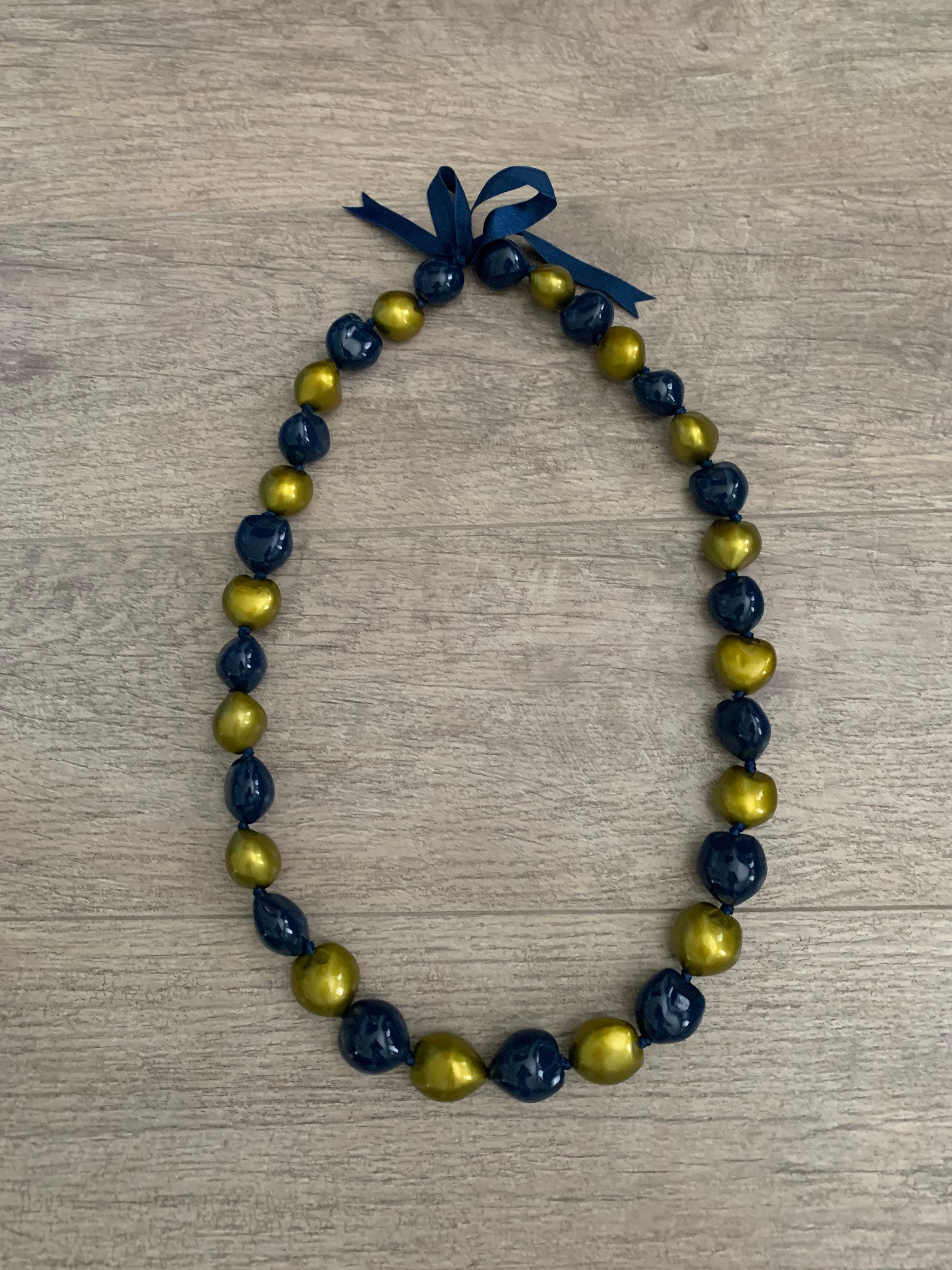 Blue and Gold Kukui Nut Lei Football Leis Graduation CAL Berkeley Luau ...