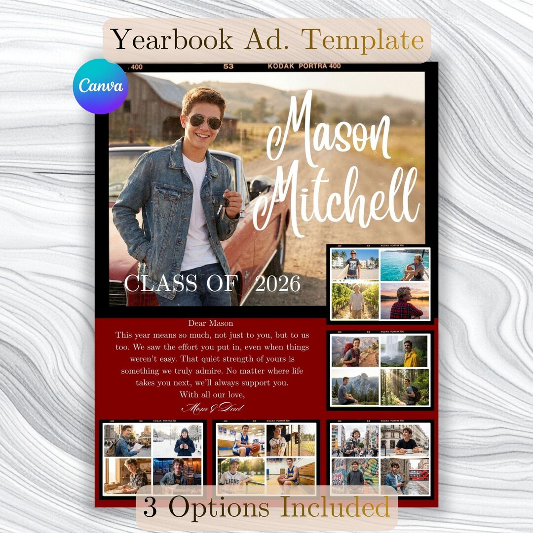 Editable Yearbook Ad Template Canva, Full Page Senior Graduation ...