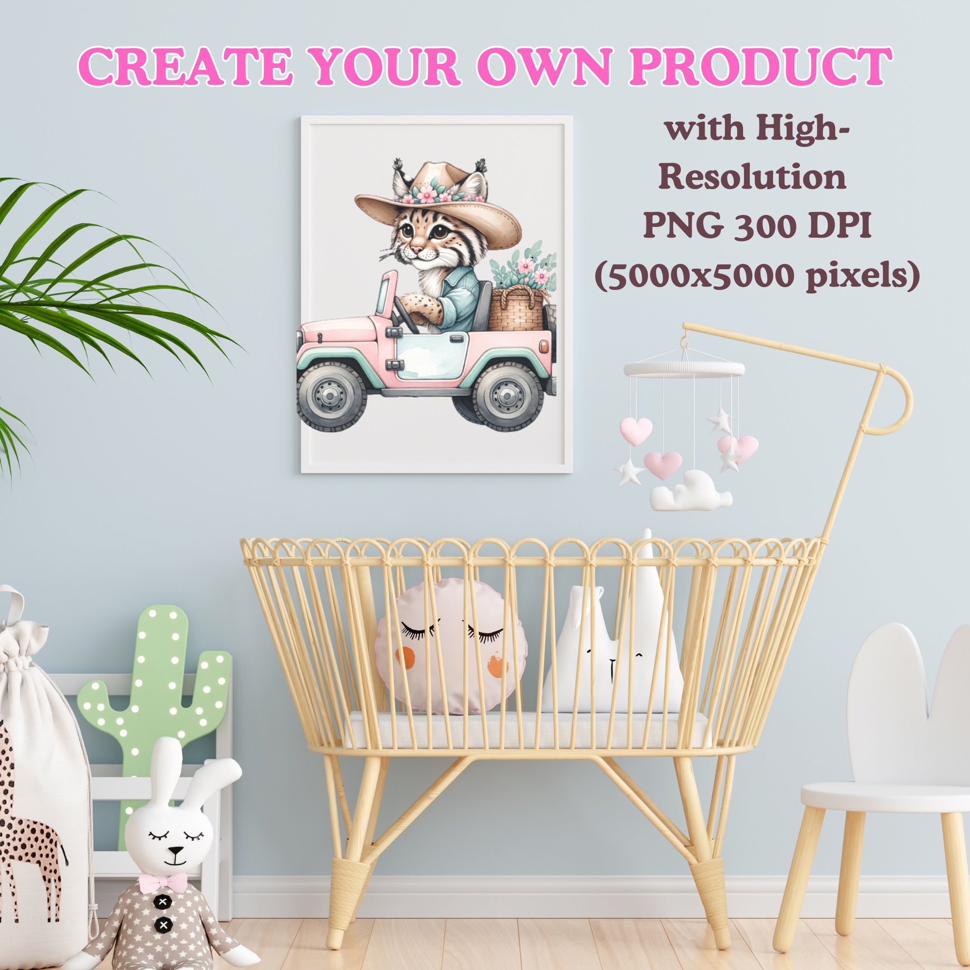 Pink Safari Clipart, Nusery Art, Animal PNG, Cute Jungle Animals ...