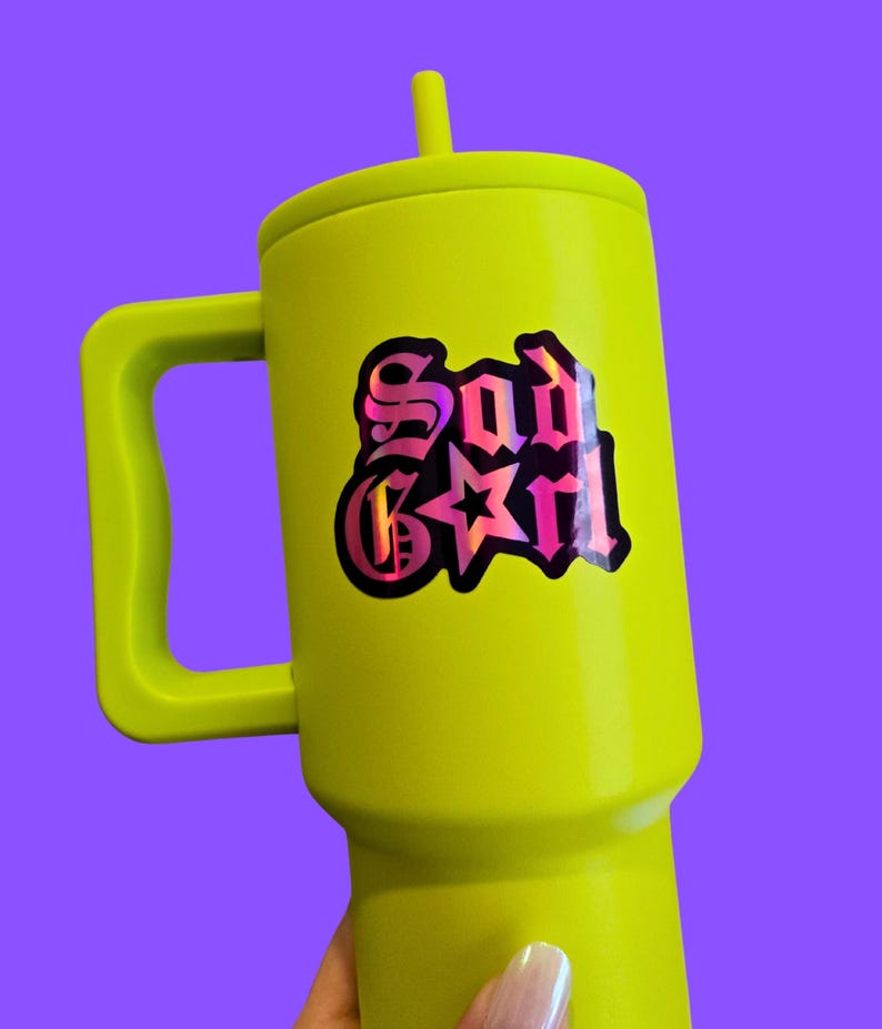 Sad Girl Holographic Die Cut Sticker - Etsy