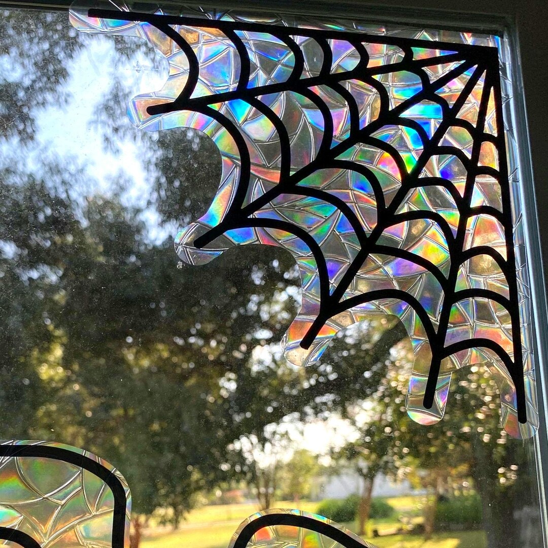 Holographic Spider Web Window Cling - Halloween Decoration, Fall Decor ...