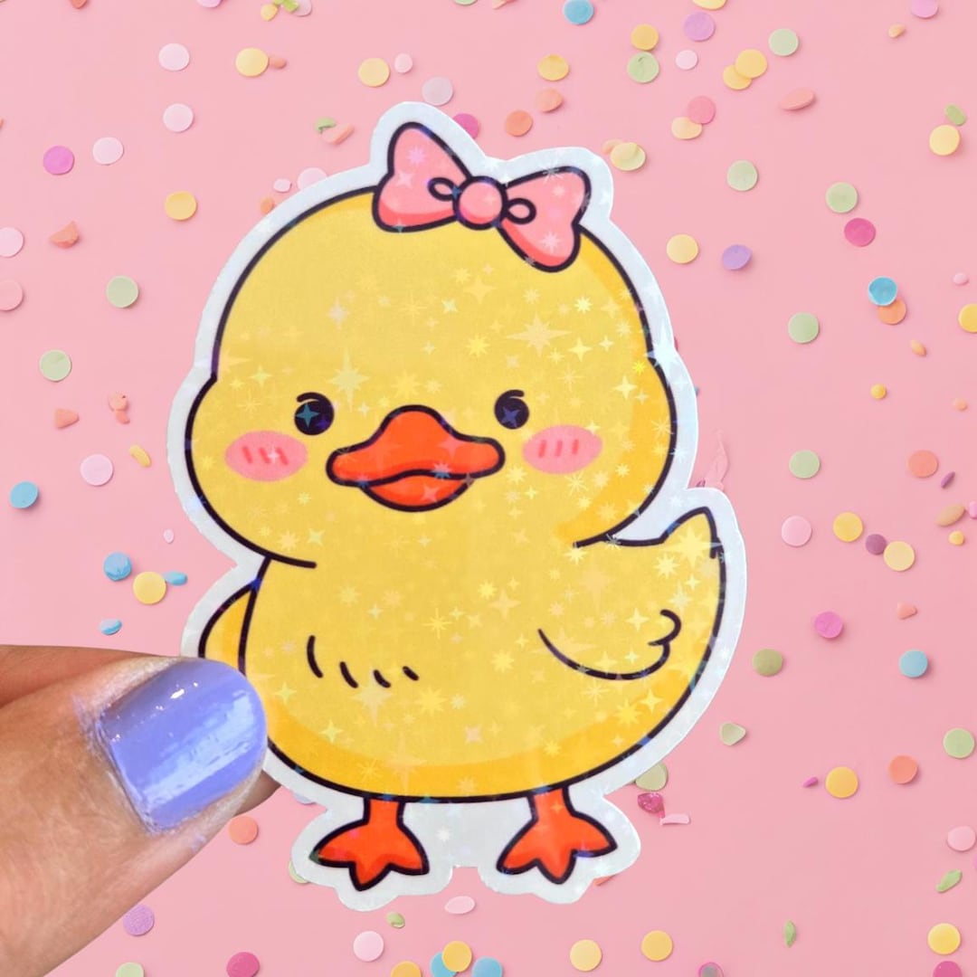 Cute Duck Sticker / Holographic Ducky Sticker / Girlie Waterproof Cup ...