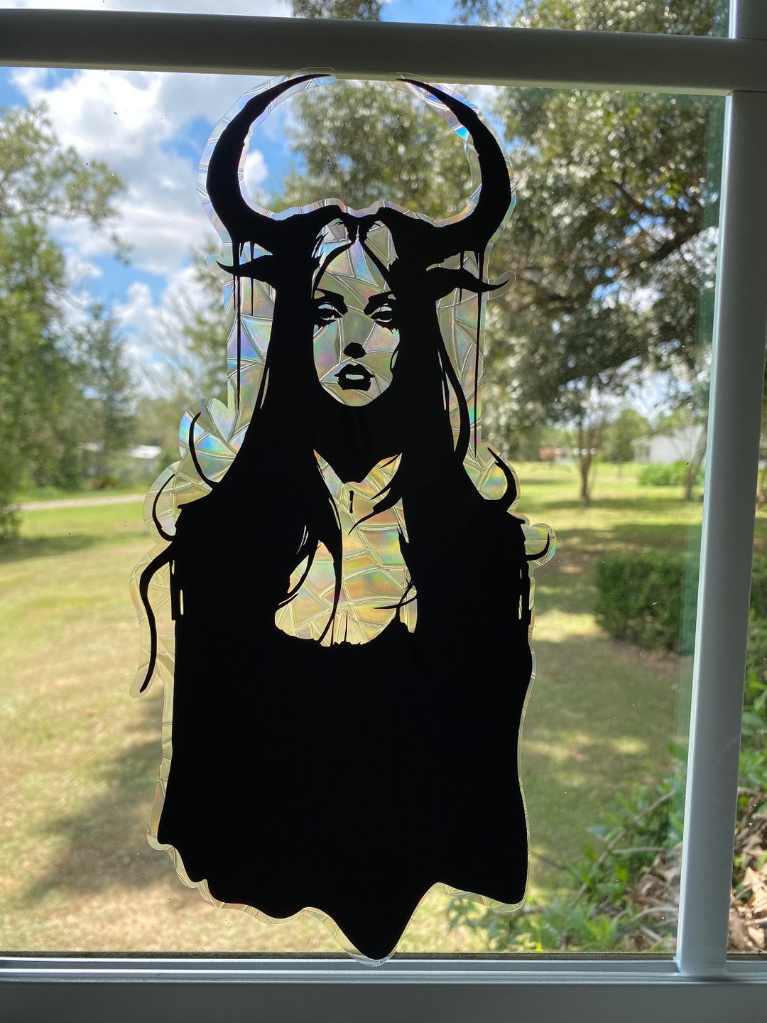 Lilith Suncatcher Window Cling / Renter Friendly / Halloween Window ...