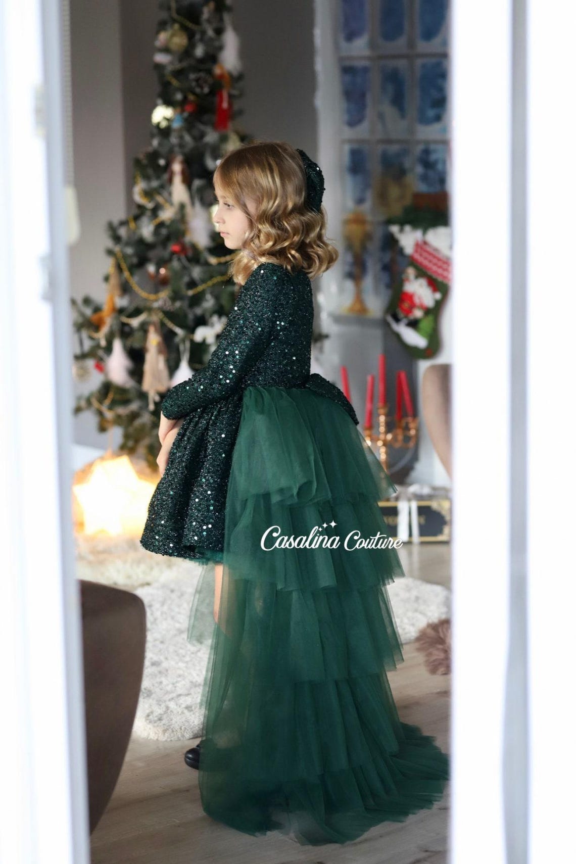 Regina Dress Emerald, Emerald Dress, Emerald Baby Dress, Princess Bow ...