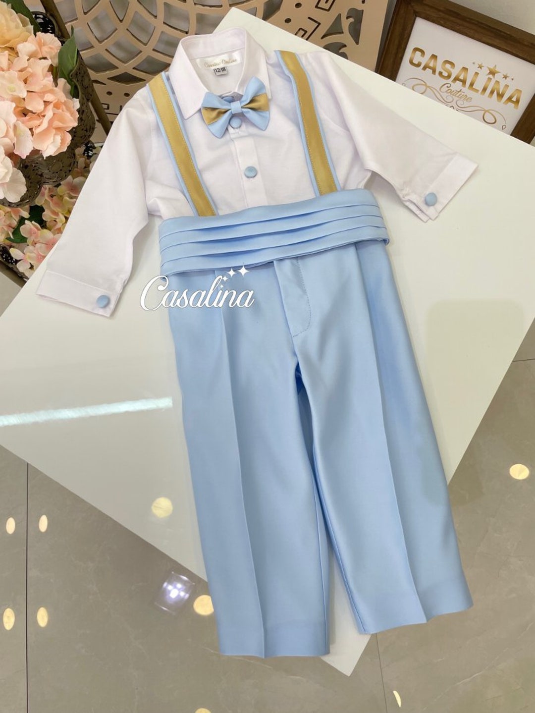 Anzug Alex Baby Blau. Langarmanzug Frack für Baby Jungen. Baby Jungen ...