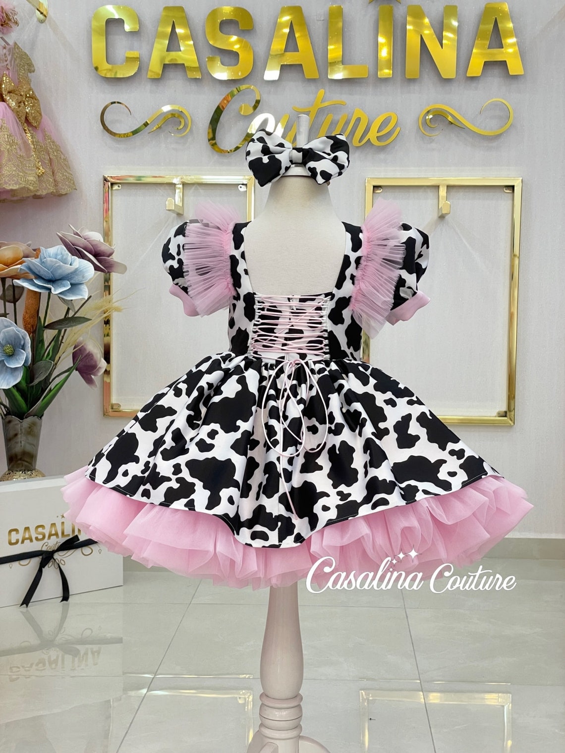 Cow Dress Cow Theme Baby Girl Dress Cow Dress Pink Skirt - Etsy