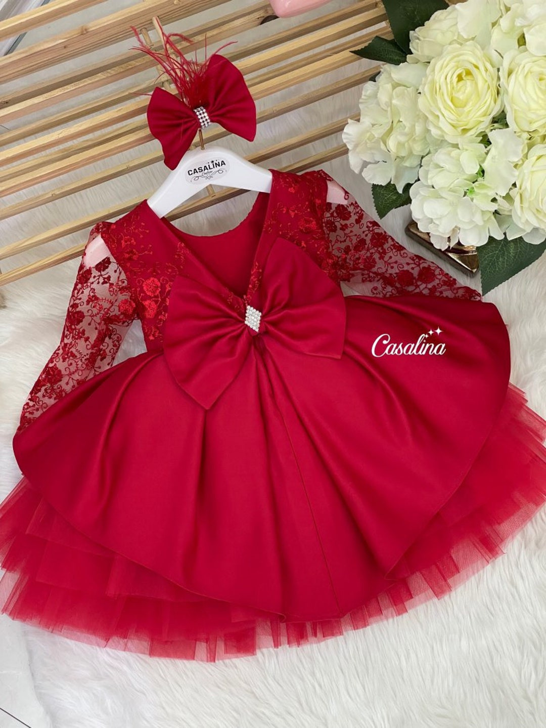 Cassandra Dress Lace Red. Red Baby Girl Dress. Red Baby Girl Clothes ...