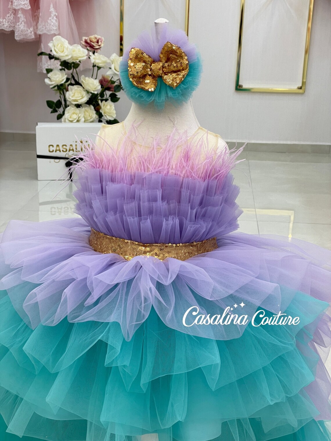 Dulce Dress Lilac Turquoise. Lilac Tutu Tulle Dress for Baby - Etsy