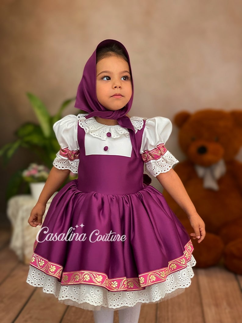 Masha Dress Masha Themed Baby Girl Dress Puffy Knee Length - Etsy