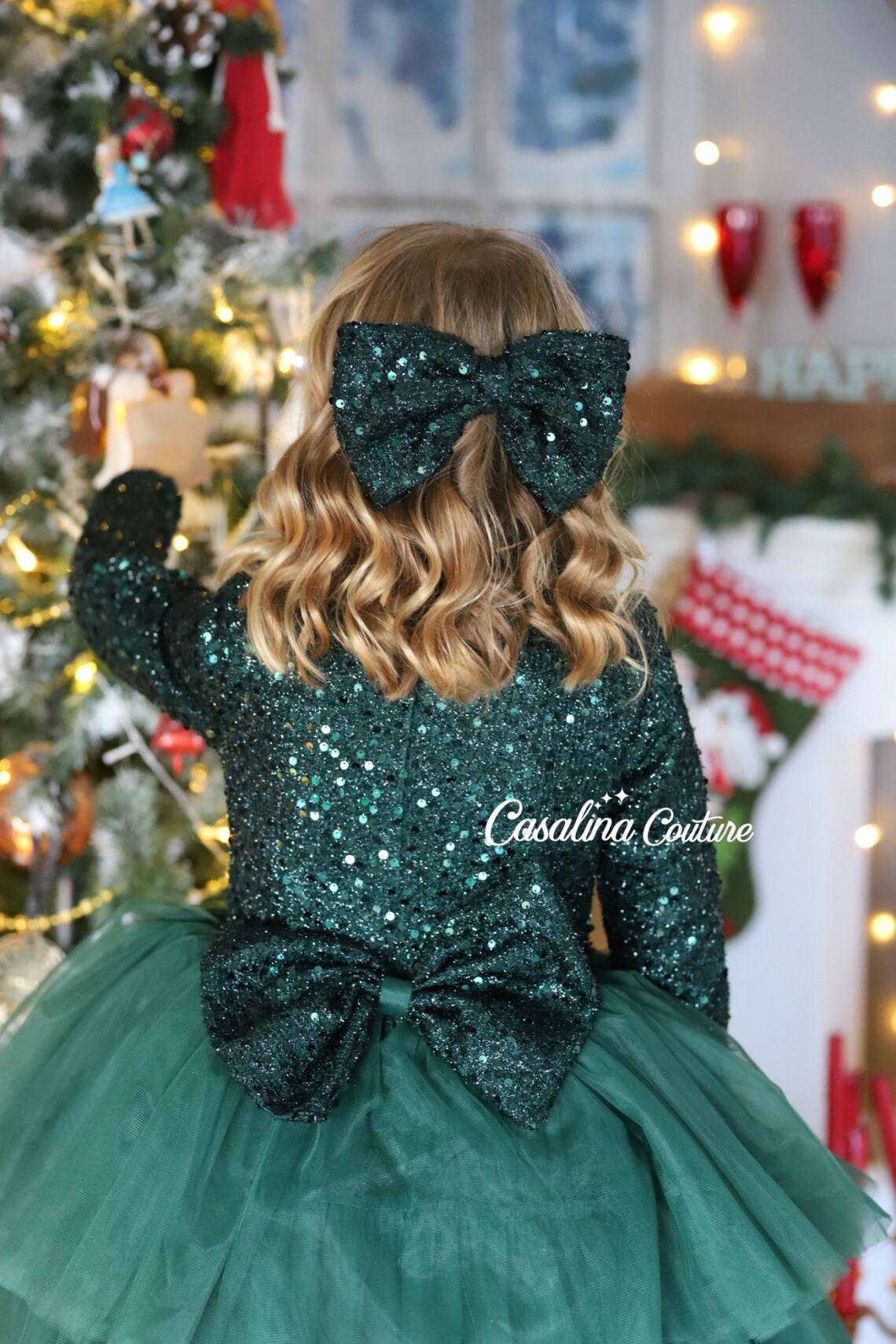 Regina Dress Emerald, Emerald Dress, Emerald Baby Dress, Princess Bow ...
