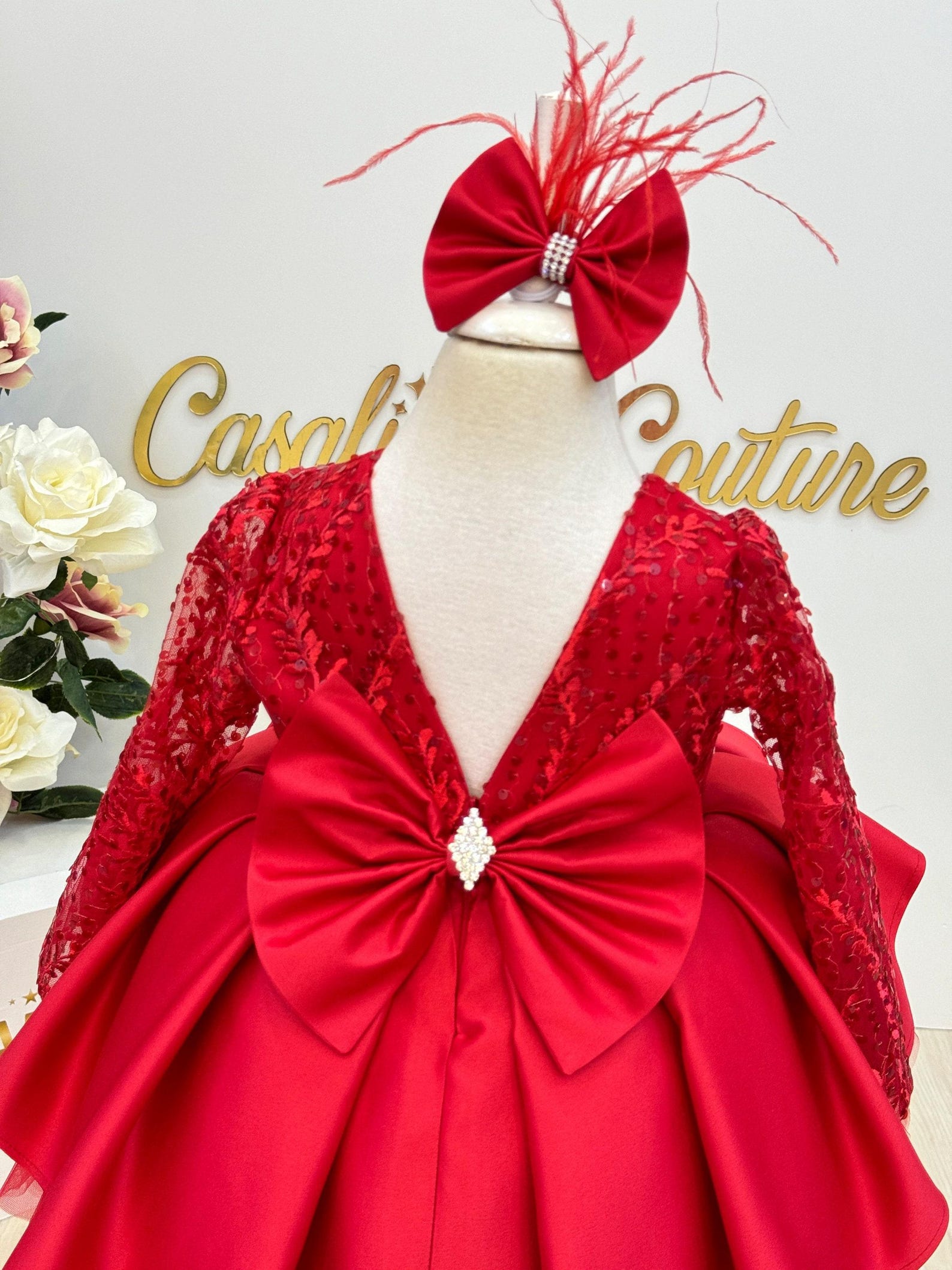 Cassandra Dress Shiny Red, Red Baby Girl Dress, Red Toddler Dress, 1'st ...