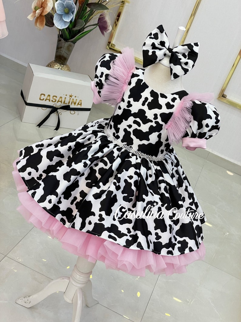 Cow Dress Cow Theme Baby Girl Dress Cow Dress Pink Skirt - Etsy